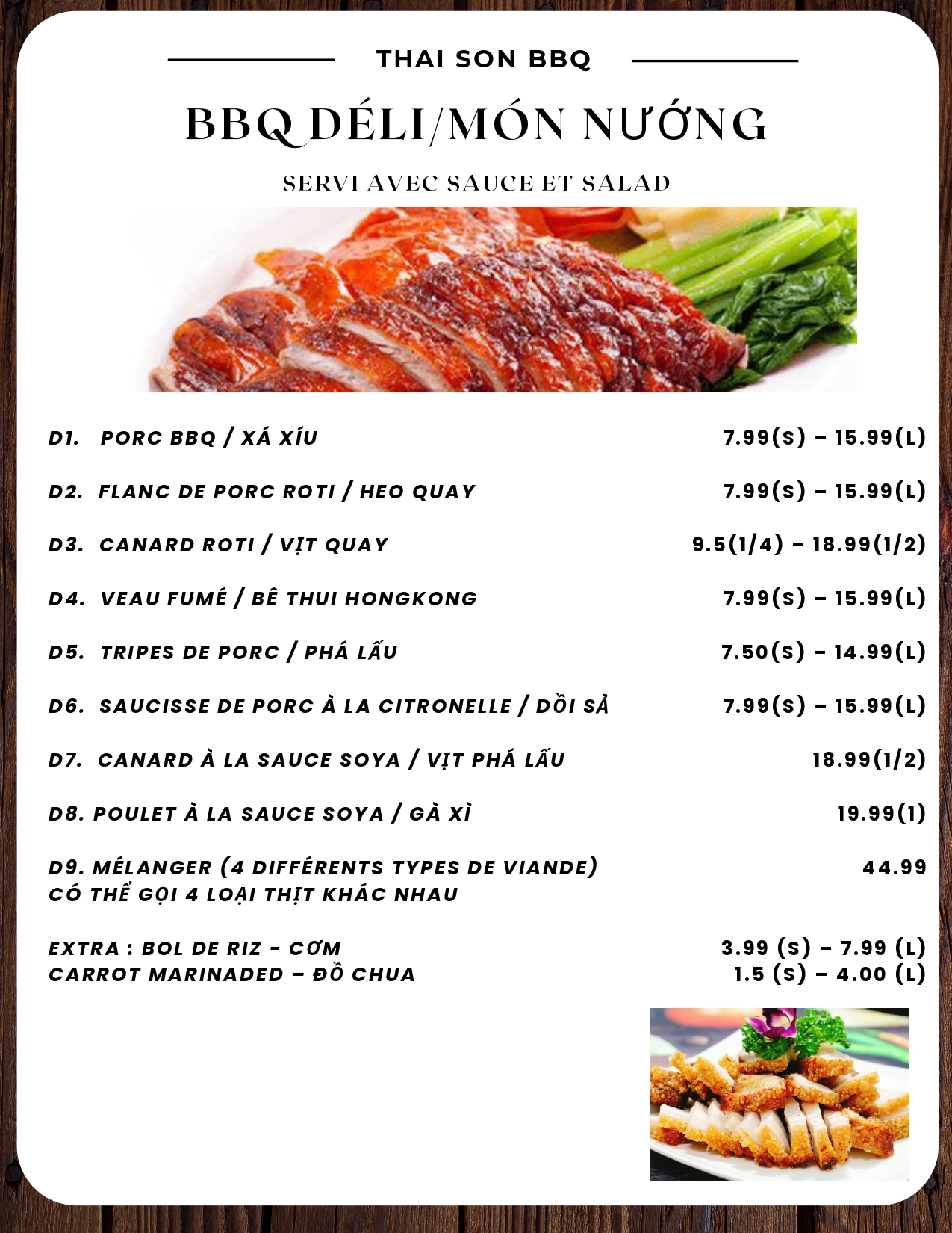 Menu - Thai Son BBQ